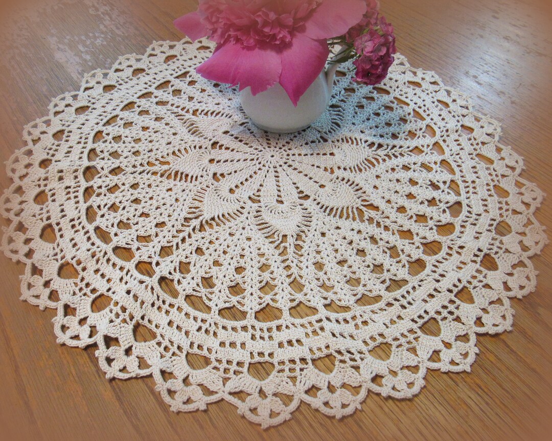 Star-flower Crochet Doily in White or Natural (ecru)--large Doily--21 ...