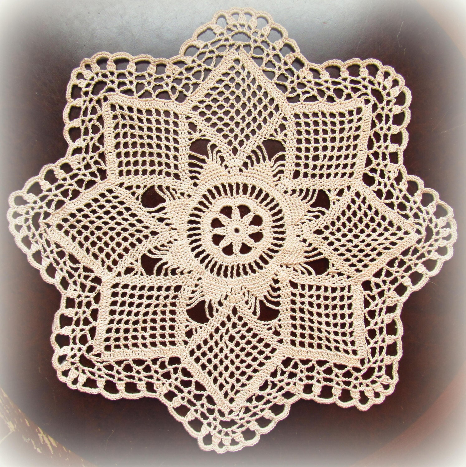 Ecru Crochet Doily--15"--lovely Star-flower - Etsy