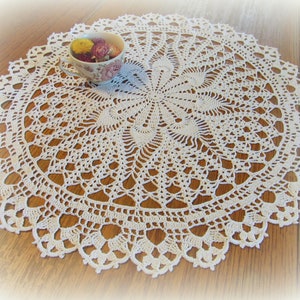 Star-flower Crochet Doily in White or Natural (ecru)--large Doily--21 ...