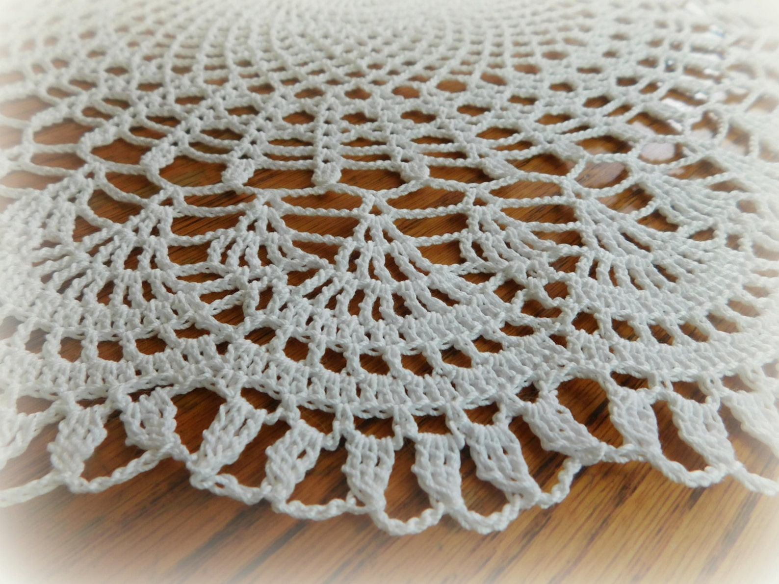 Crochet Doily With Beautiful Fan Edgingwhite Crochet - Etsy