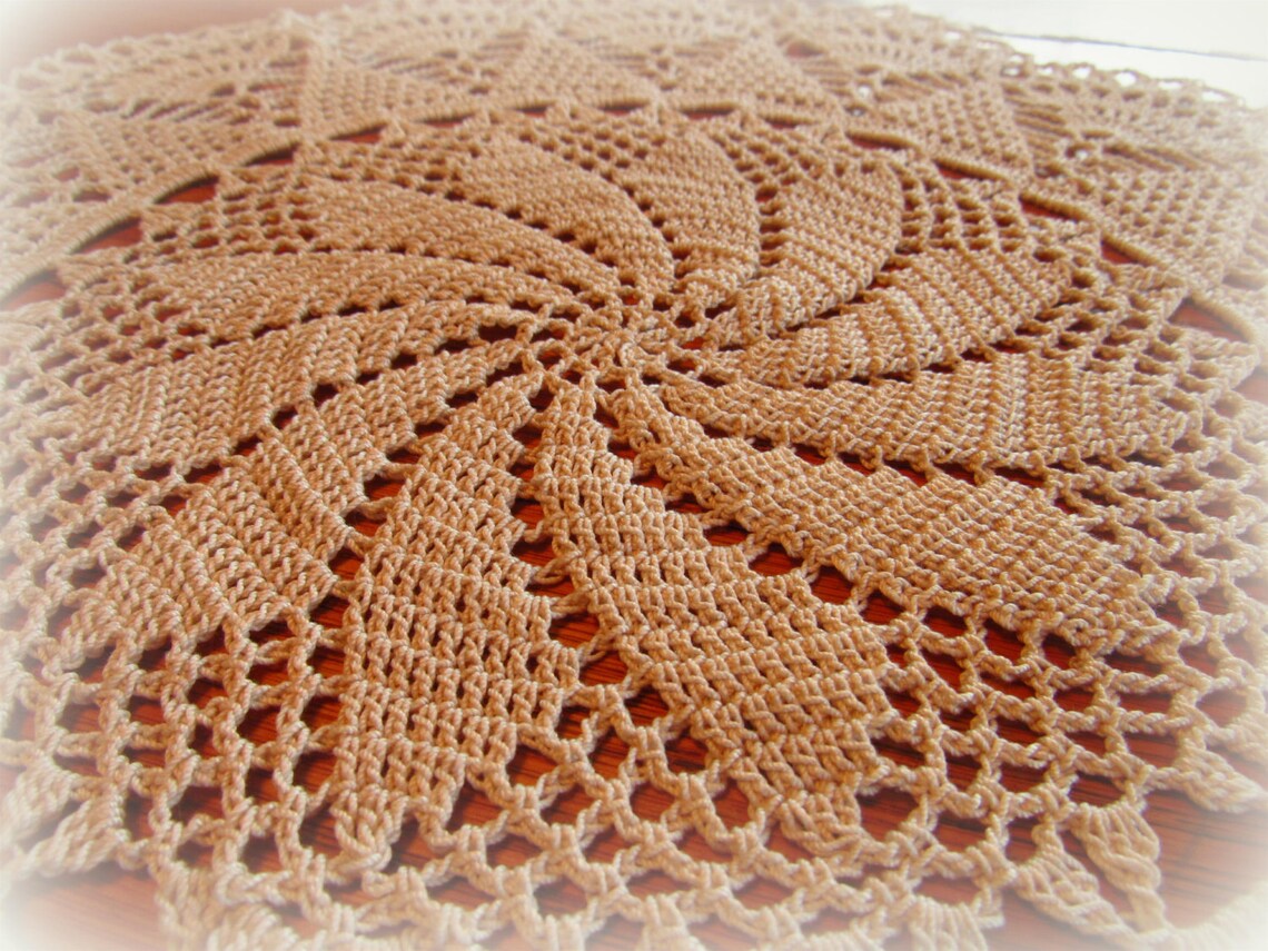 Large Ecru/natural Crochet Doilypinwheel Doily With - Etsy
