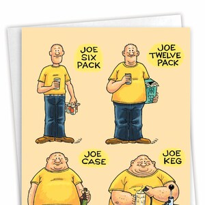 Funny Birthday Greeting Card With Envelope - Bday Joe Six Pack , for ...