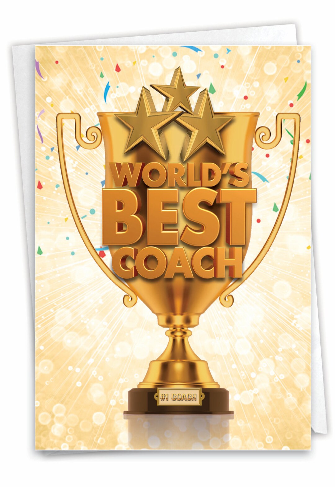 Funny Thank You Card coach With Envelope 1 Card World's Best Coach Gold ...