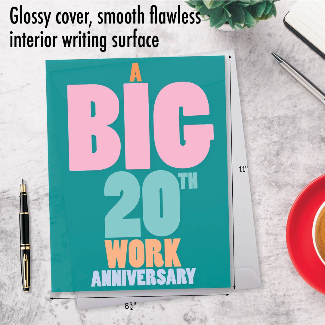 Jumbo 20th Milestone Anniversary Greeting Card 8.5x11 Inch W/ Envelope ...