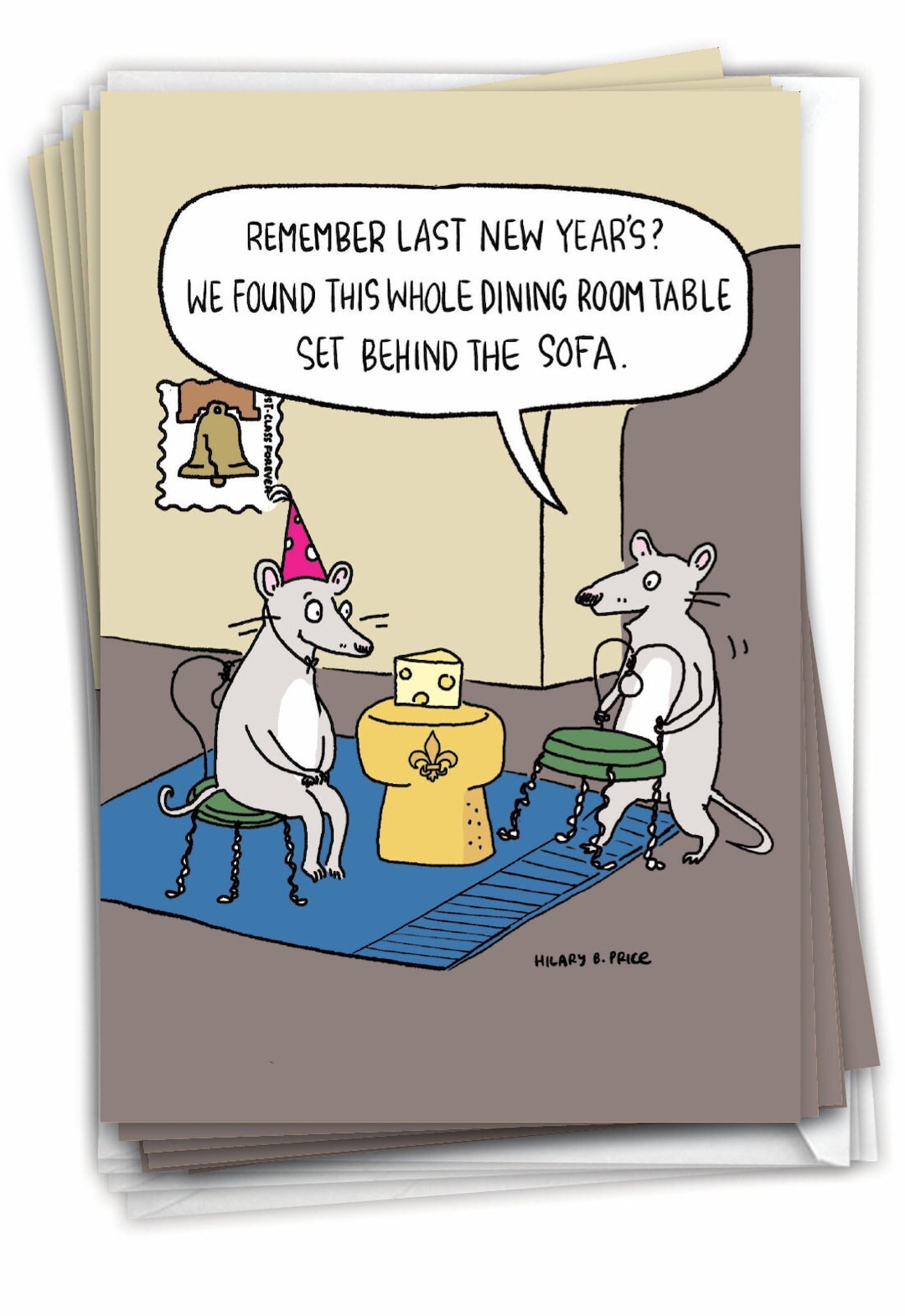 12 Funny New Year Greeting Cards Ed Set With Envelopes (1 Design, 12 ...