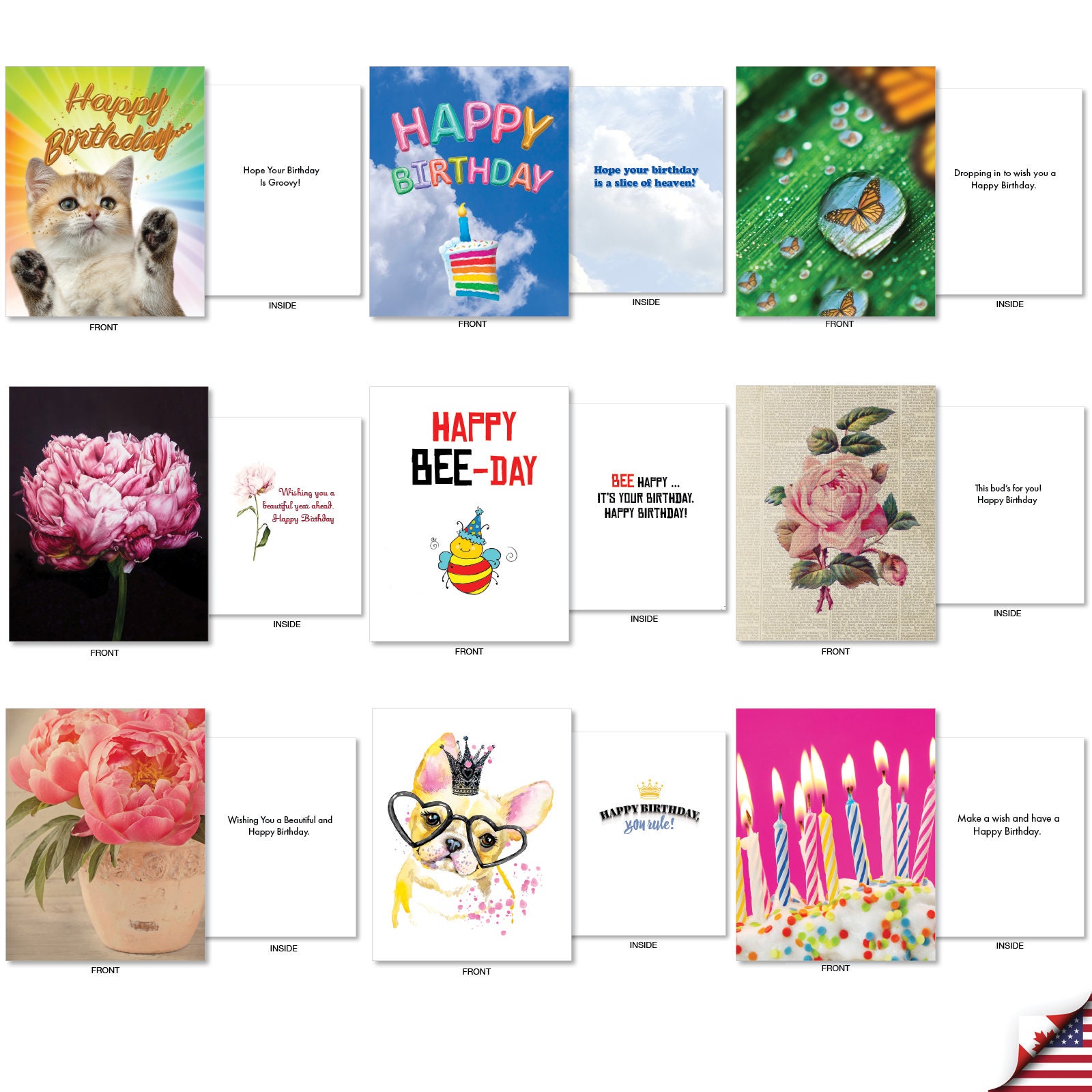 36 Assorted Birthday Note Cards Bulk Set 4 X 5.12 Inch With Envelopes ...