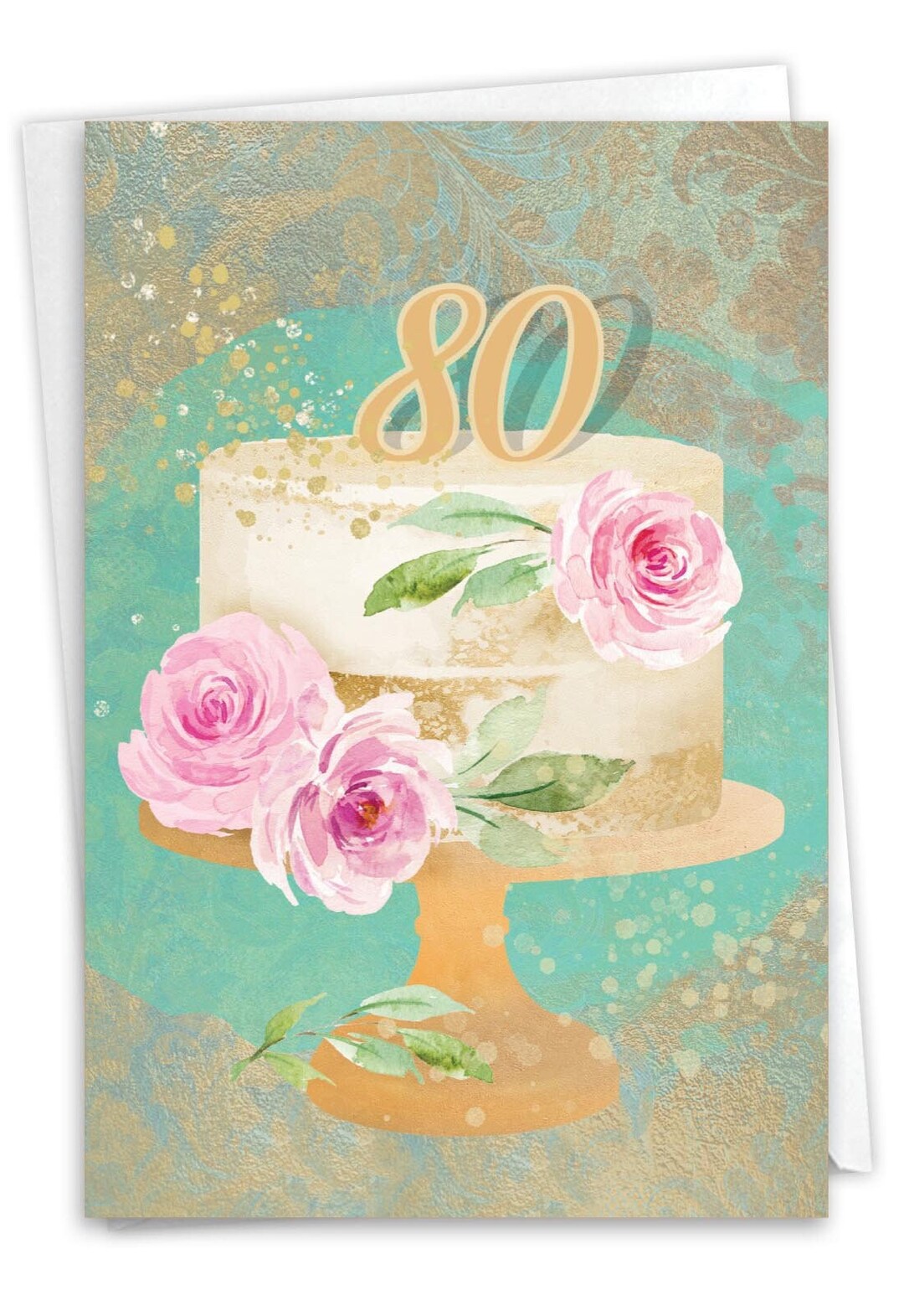 80th Milestone Birthday Paper Card With Envelope (1 Card) Number Cake ...
