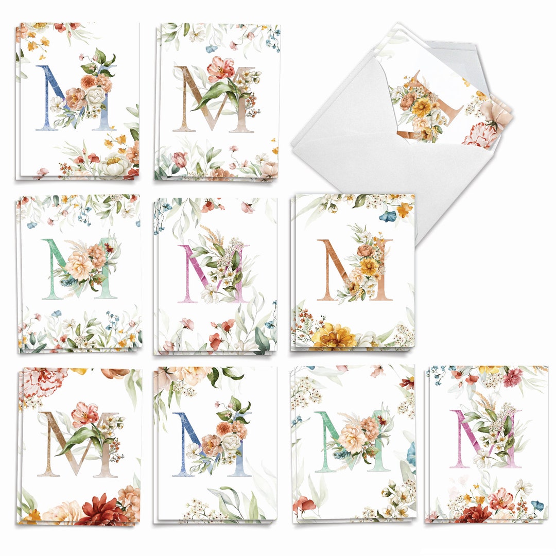 20 Assorted Blank Notecards Bulk Set 4x5.12" W/ Envelopes (10 Designs ...