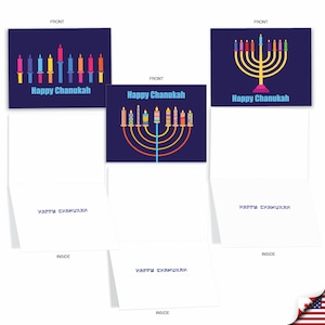 20 Assorted Chanukah Note Cards Set 4x5.12" W/ Envelopes (10 Designs, 2 ...