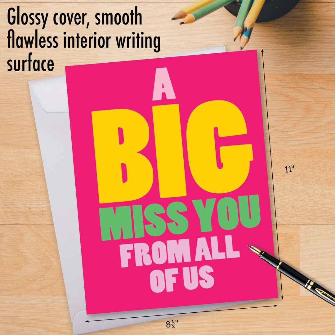 A Big Miss Youloving Miss You Greeting Card W/ Envelope (big 8.5x11 ...