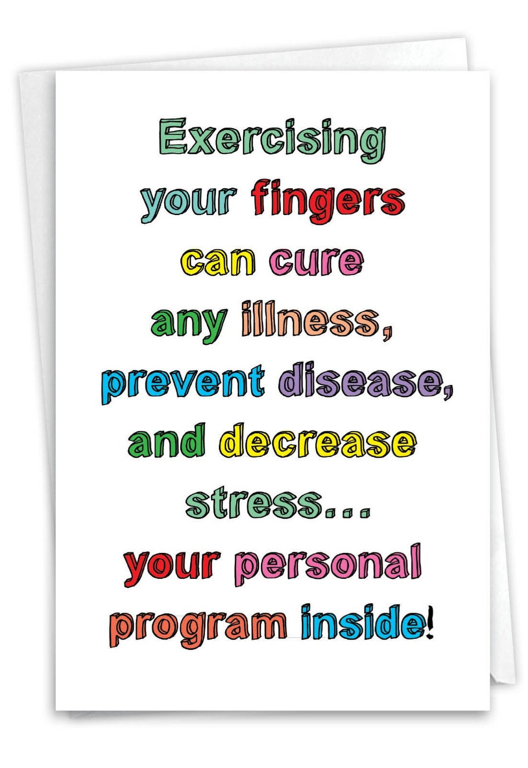 Funny Get Well Greeting Card With Envelope - Exercising Fingers , for ...