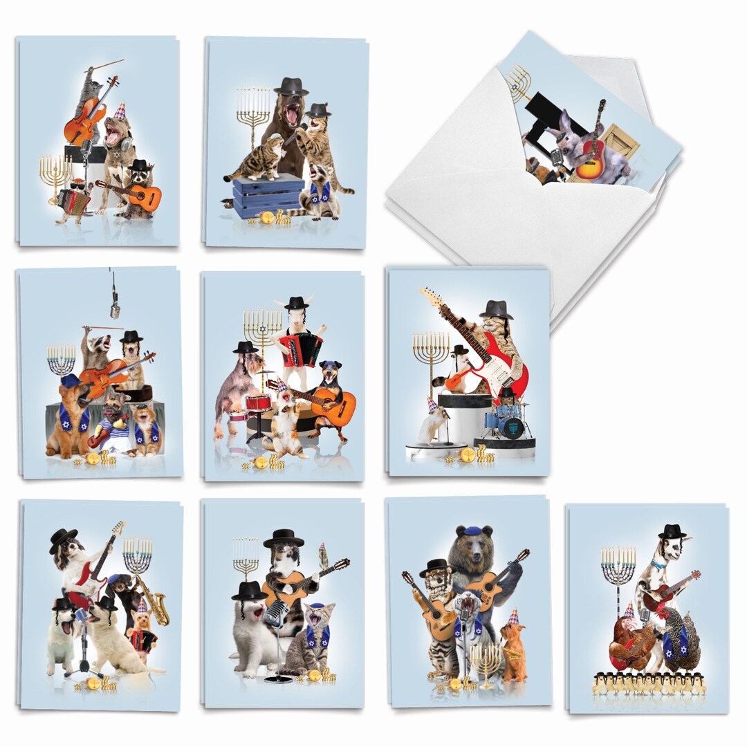 20 Assorted Chanukah Notecards Bulk Set 4x5.12" W/ Envelopes (10 ...