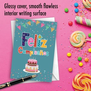 Spanish Birthday Greeting Card With 5 X 7 Inch Envelope (1 Card ...