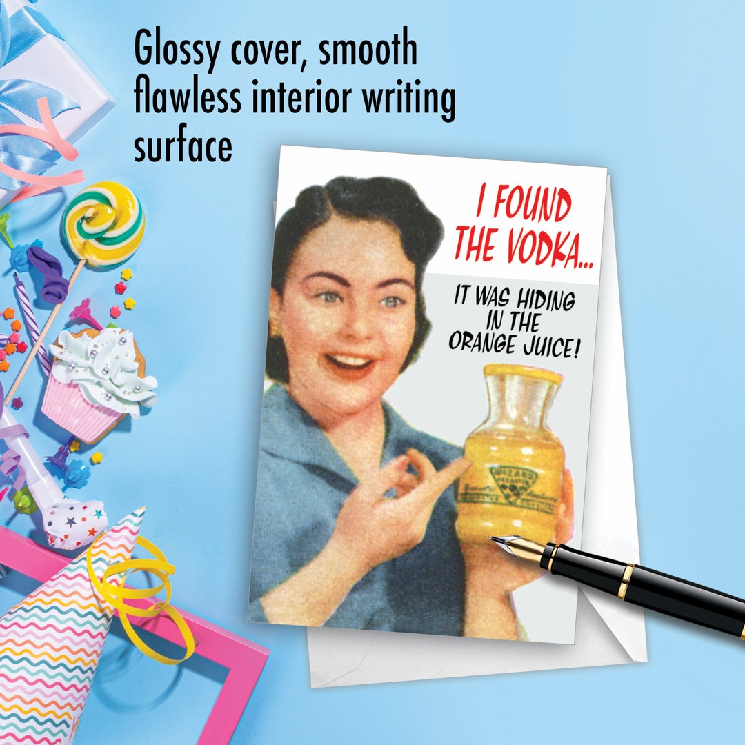 Vodka Hiding Birthday- Funny Birthday Card With Envelope for Him or Her ...