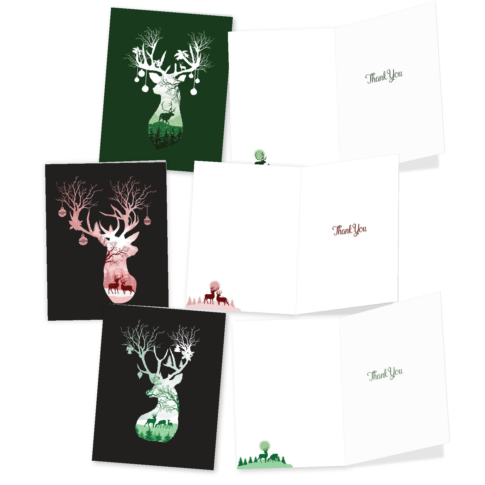 20 Assorted Christmas Thank You Note Cards Bulk Bulk Pack 4 X - Etsy