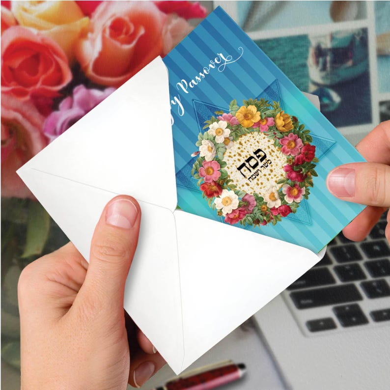 Passover Greeting Card With 5x7 Inch Envelope (1 Card) Jewish Holiday ...