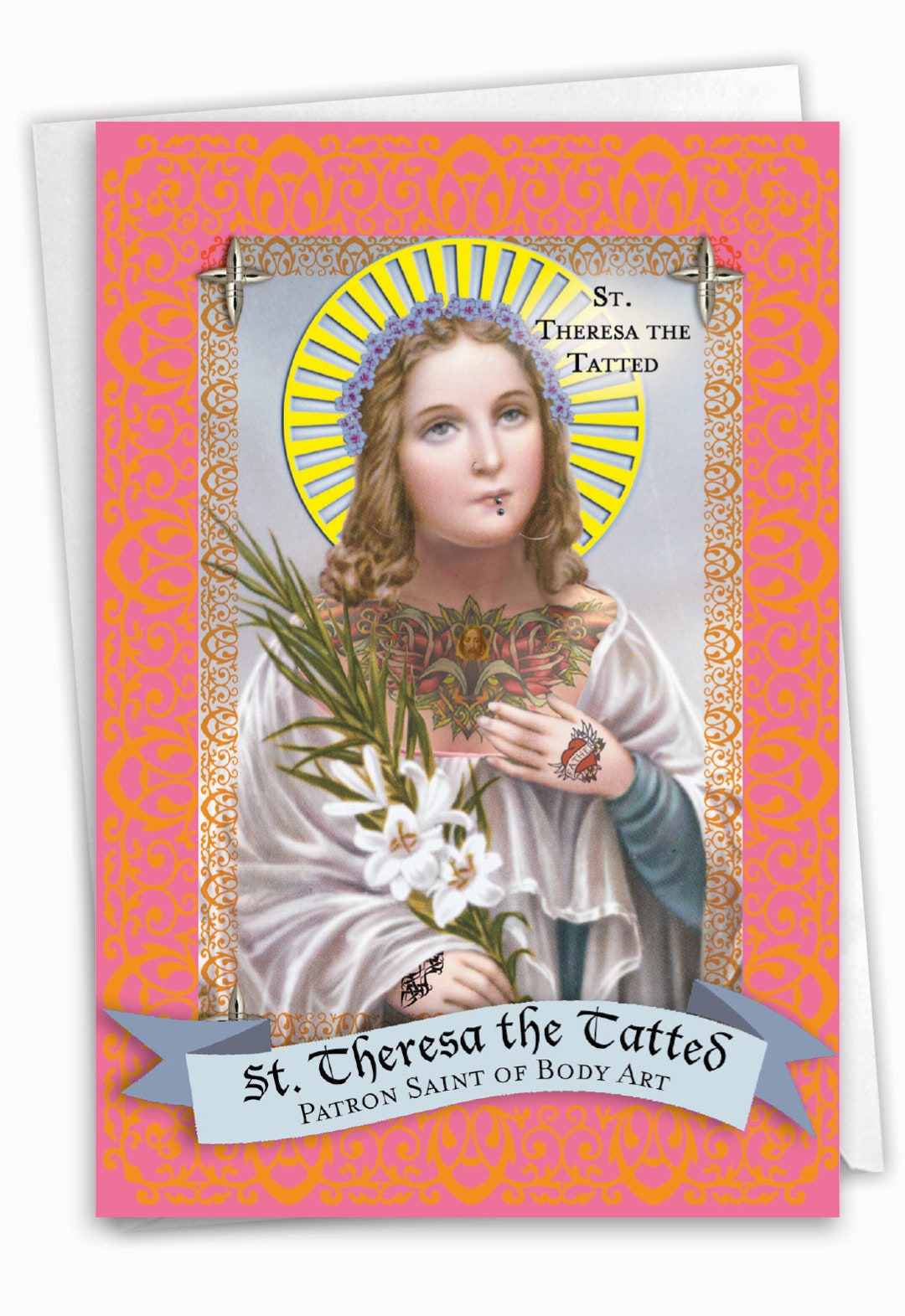 Funny Birthday Greeting Card With Envelope Bday St. Theresa the Tatted ...