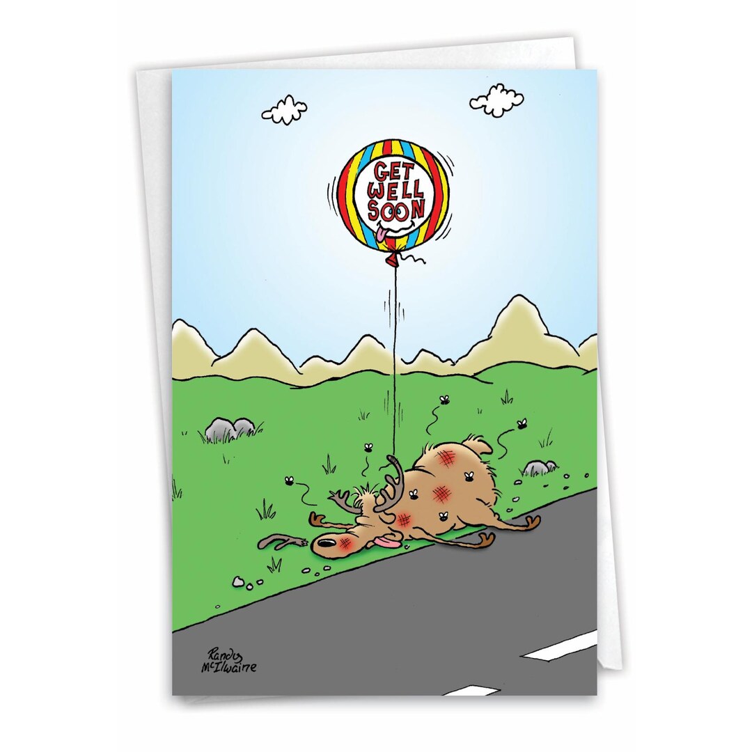 Funny Get Well Greeting Card With Envelope - Get Well Deer , for Him ...