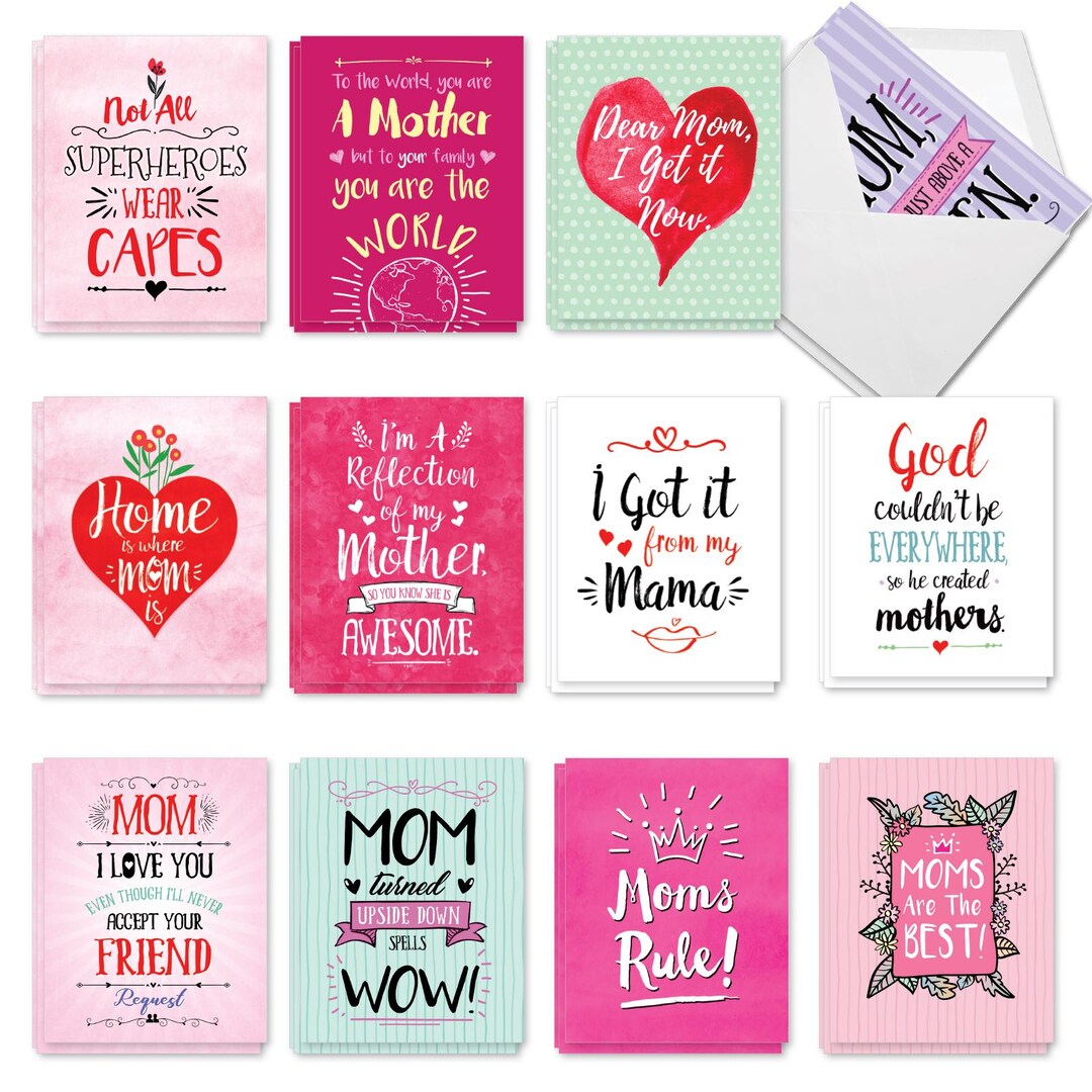 The Best Card Company 36 Assorted Mother's Day Notes Set 4 X 5.12 Inch ...