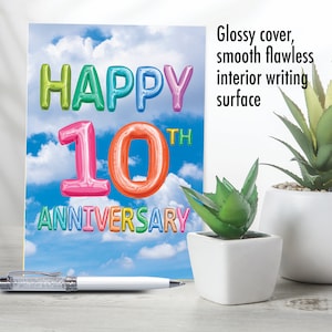 10th Milestone Anniversary Greeting Card W/ Envelope (1 Card) Inflated ...