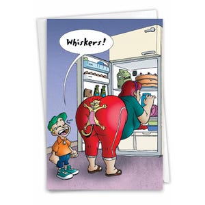 Funny Birthday Greeting Card With Envelope - Bday My Whiskers , for Him ...