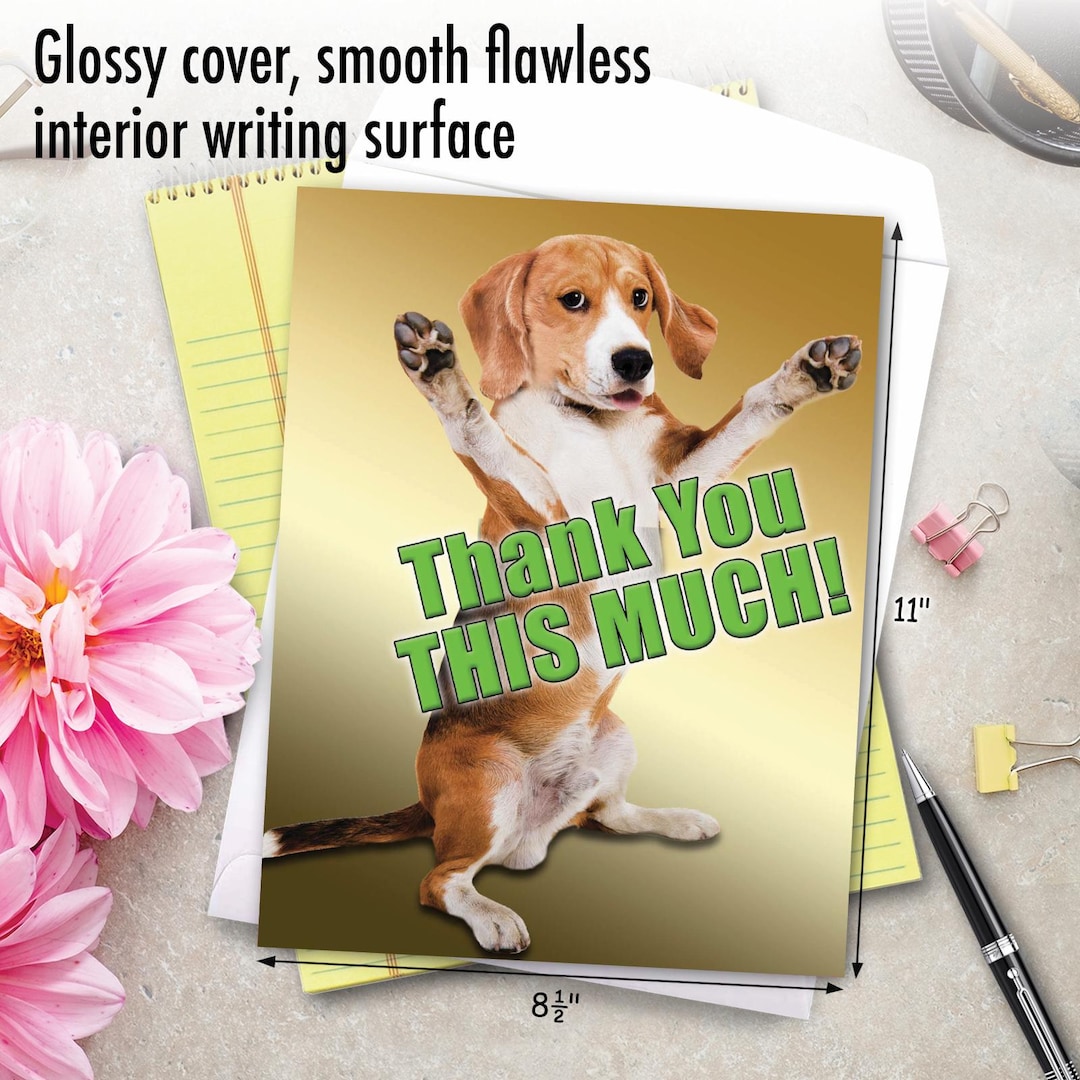 Funny Jumbo Thank You Card | This Much Dog, Oversized (8.5"x11") - Etsy