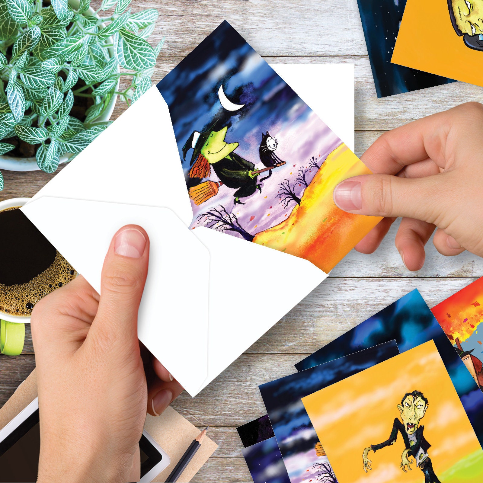 10 Assorted Humorous Halloween Note Cards Packed Set 4 X 5.12 - Etsy