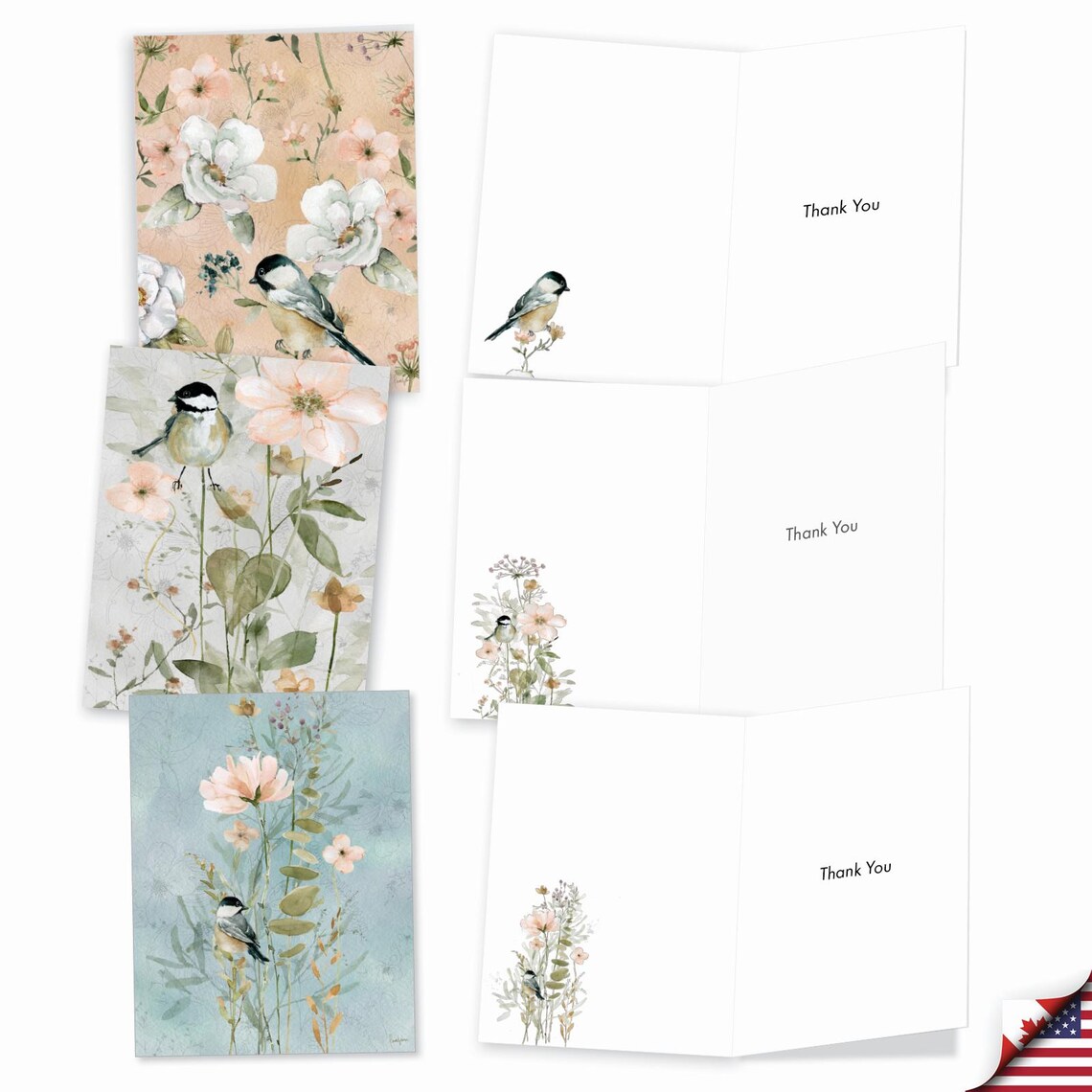 20 Assorted Thank You Notecards Bulk Set 4"x5.12"(10 Designs, 2 Each ...