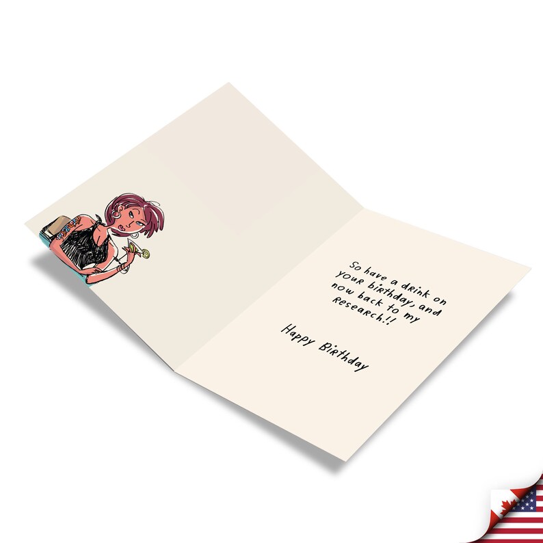 Drink Research Birthday- Funny Birthday Card With Envelope for Him or ...