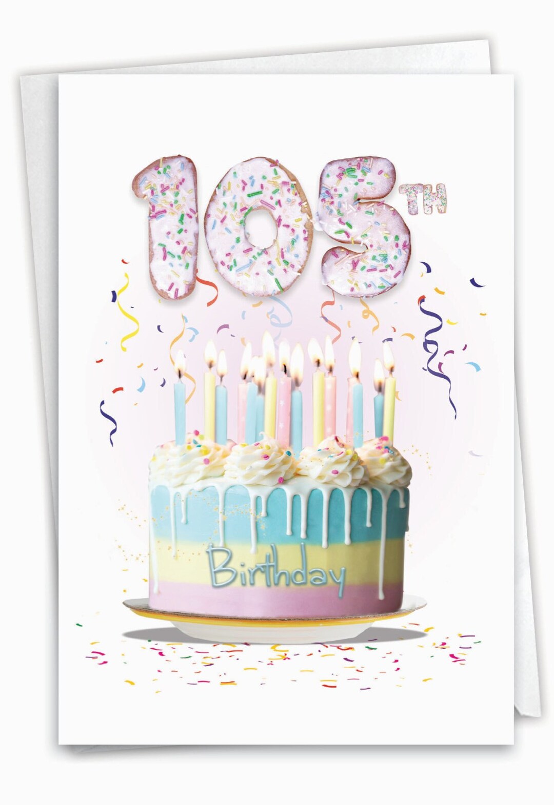 105th Milestone Birthday Greeting Card With 5 X 7 Inch Envelope - Big ...