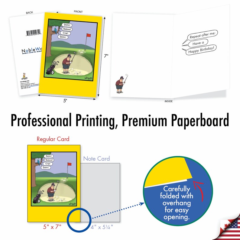 Funny Birthday Greeting Card W/ Envelope (1 Card) Bday Golf Bunker ...
