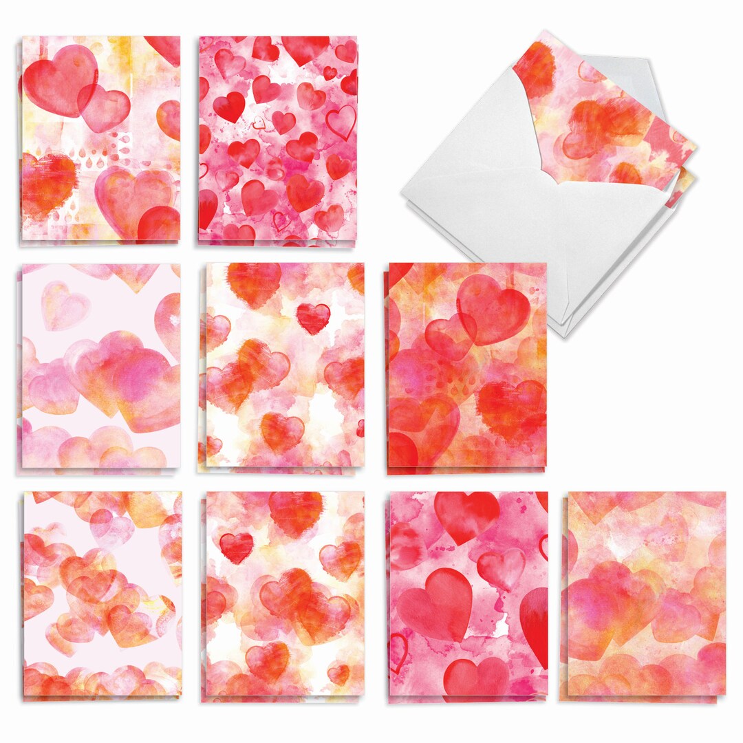 20 Assorted Valentine's Day Notecards Set 4x5.12" W/ Envelopes (10 ...