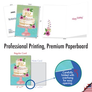 102th Milestone Birthday Greeting Card W/ Envelope (1 Card) Number Cake ...