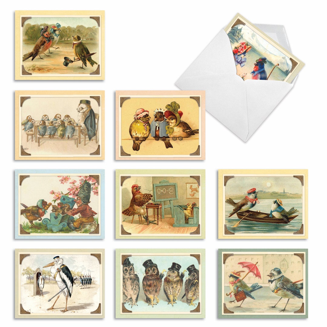 10 Assorted Blank Note Cards Pack Set 4 X 5.12 Inch With Envelopes (10 Designs, 1 Each) SWEET ...