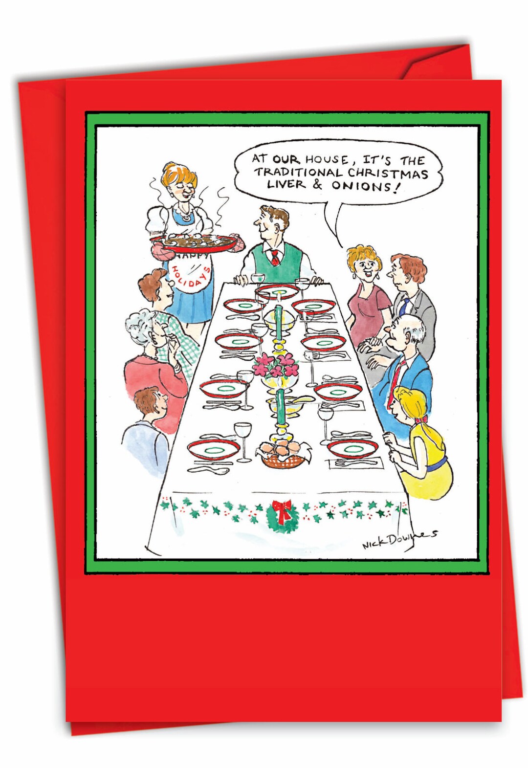 RED ENV Liver and Onion Christmas Xmas Card With Envelope for Him or ...