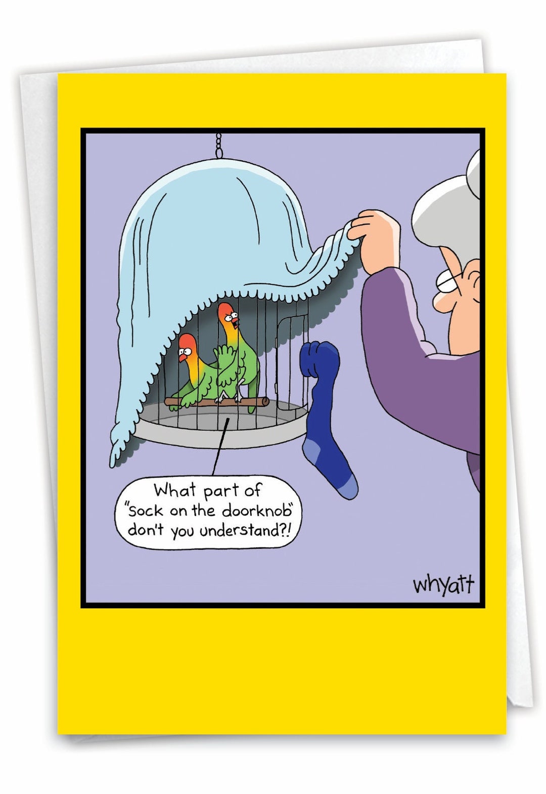 Funny Birthday Greeting Card With Envelope Bday Sock on the Doorknob ...