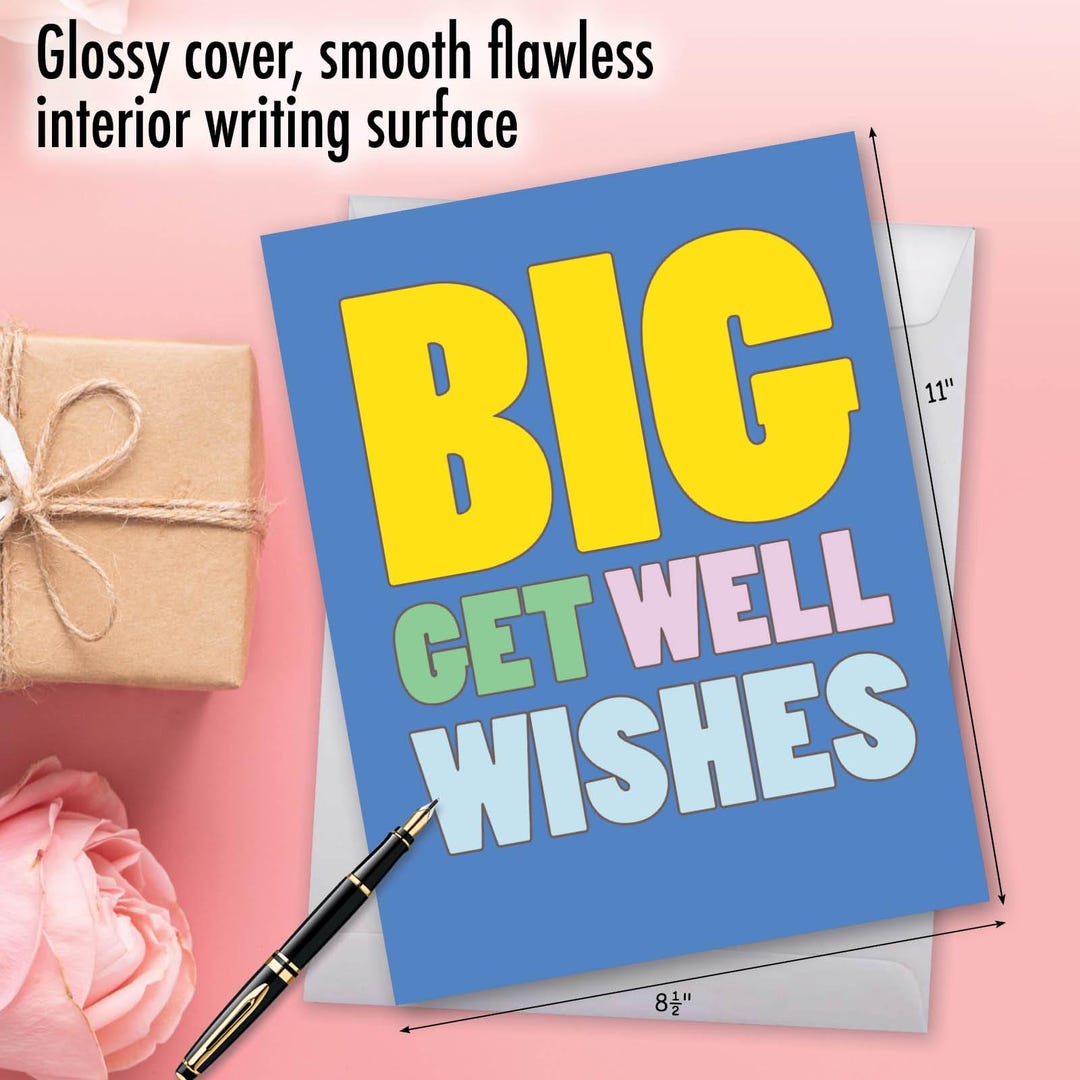 Jumbo Get Well Greeting Card 8.5"x11" (1 Pack) Oversize Jumbo Big Get ...