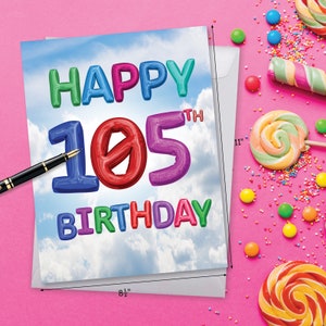 Jumbo 105th Milestone Birthday Greeting Card 8.5 X 11 Inch With ...