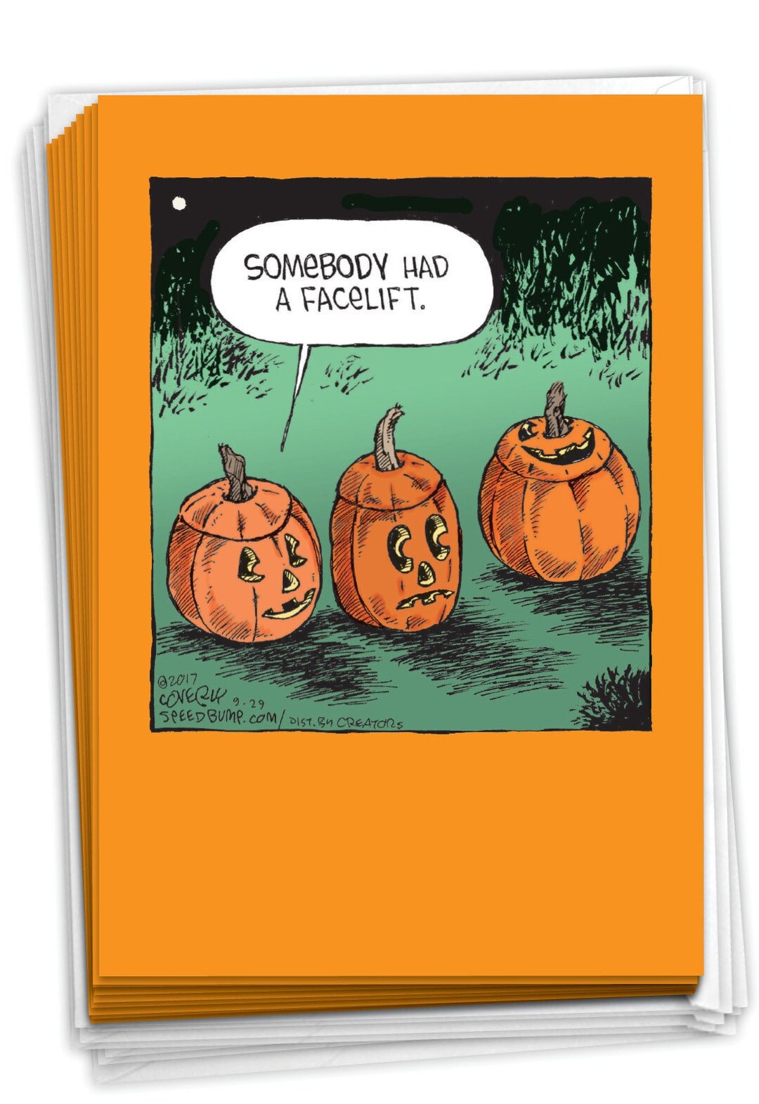 12 Funny Halloween Greeting Cards Ed Set With Envelopes 1 Design 12 Each Pumpkin Facelift