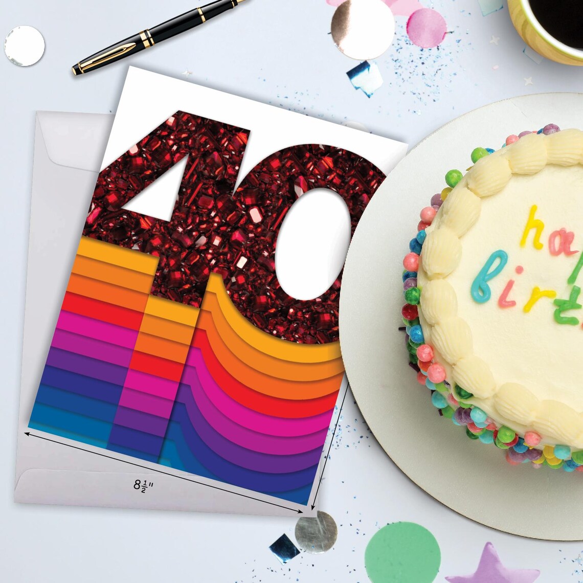 1 Large 40th Milestone Birthday Greeting Card 8.5x11 Inch With Envelope ...