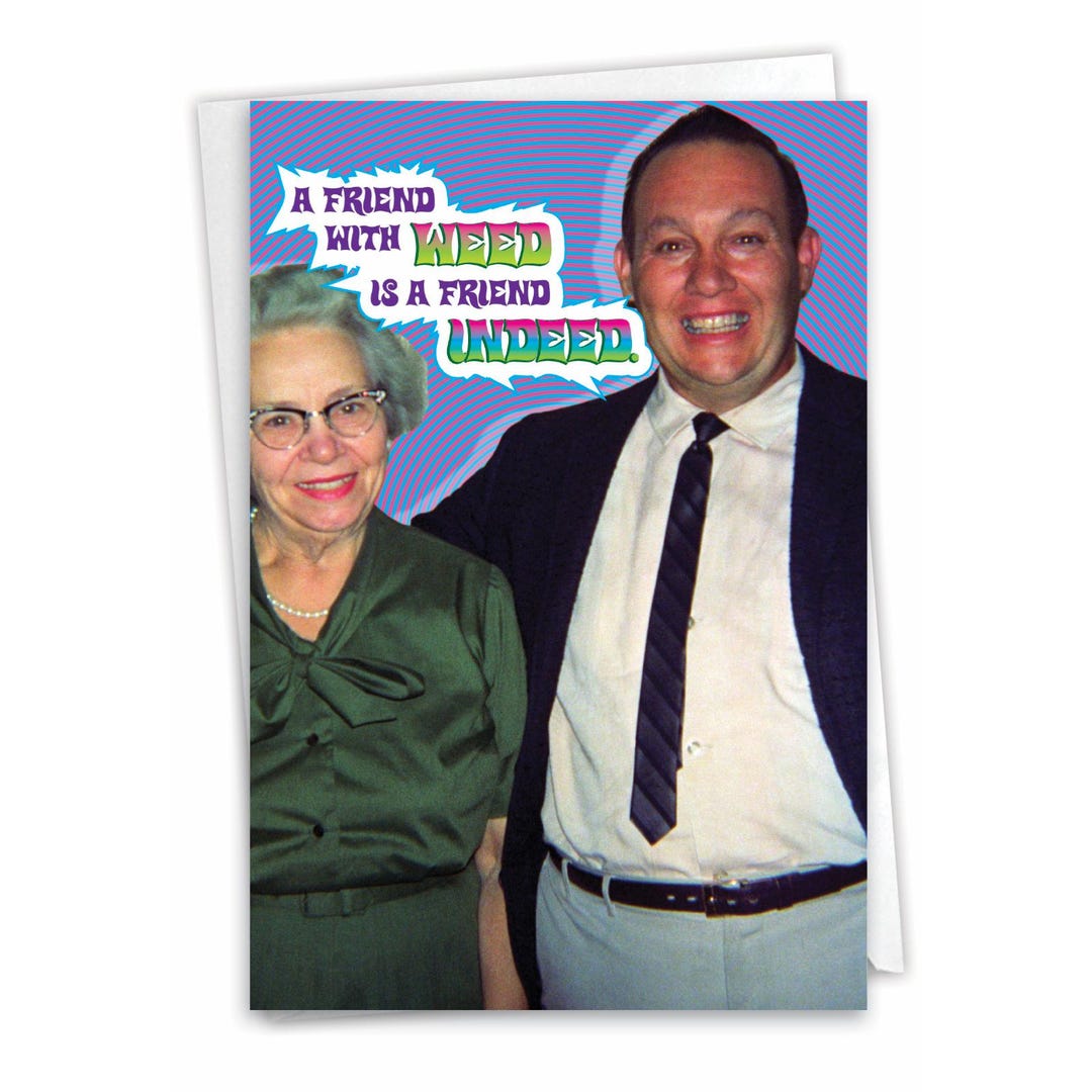 Funny Birthday Greeting Card With Envelope - Bday Friend With Weed ...
