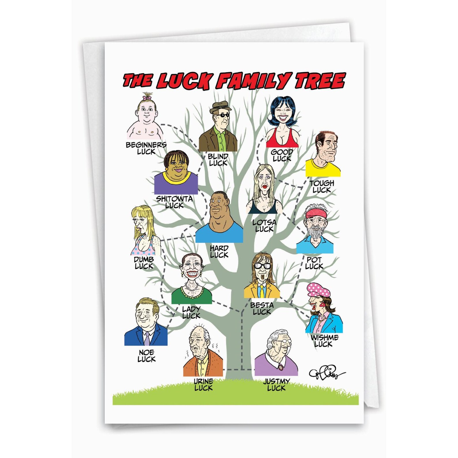 Funny Birthday Greeting Card With Envelope - Bday Luck Tree , for Him ...