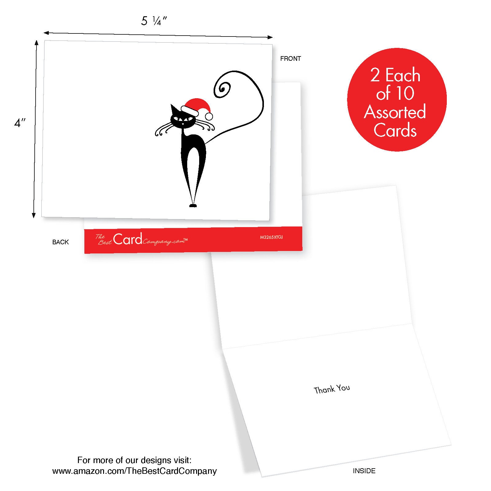 20 Assorted Christmas Thank You Notecards Bulk Pack 4 X 5.12 - Etsy