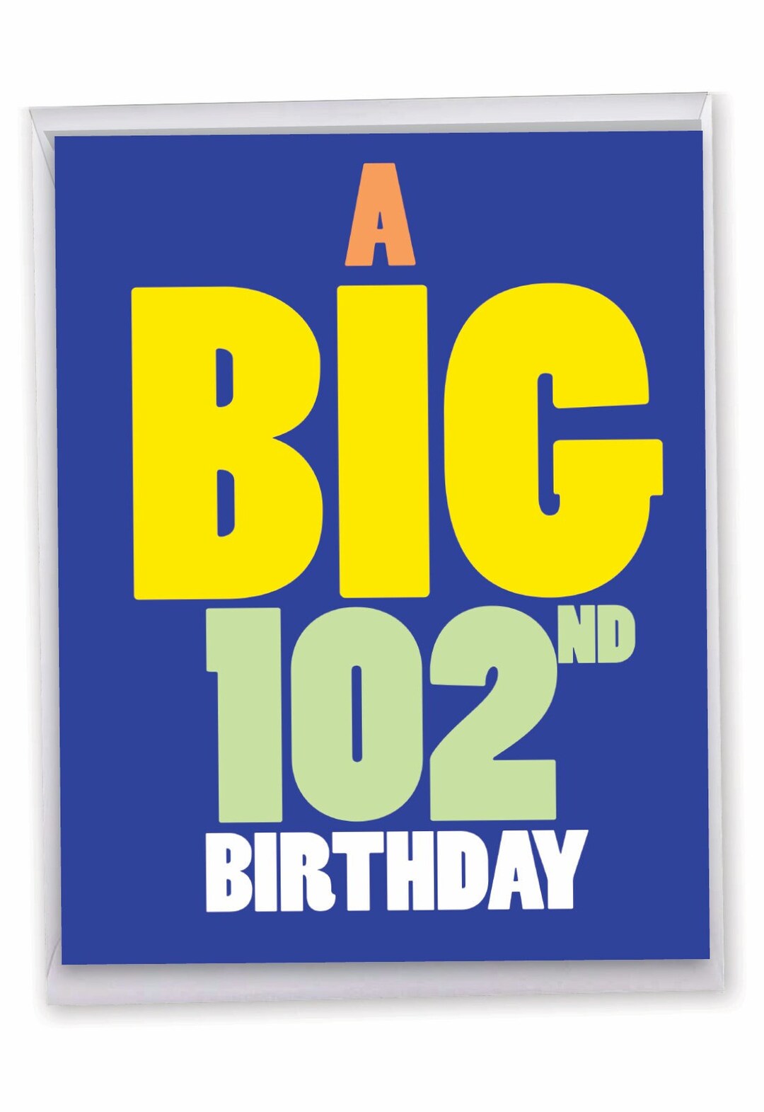 Jumbo 102th Milestone Birthday Paper Card 8.5 X 11 Inch With Envelope ...