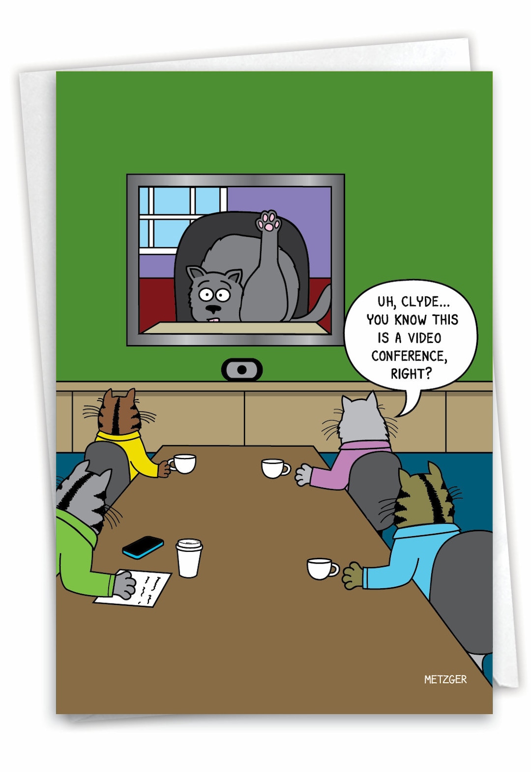 Cat Video Conference: Funny Birthday Card, for Him for Her - Etsy
