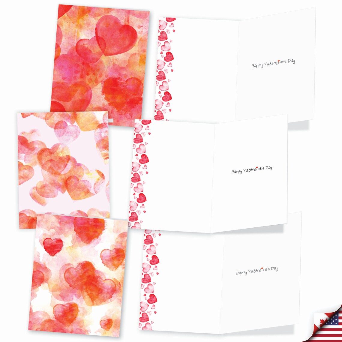 20 Assorted Valentine's Day Notecards Set 4x5.12" W/ Envelopes (10 ...