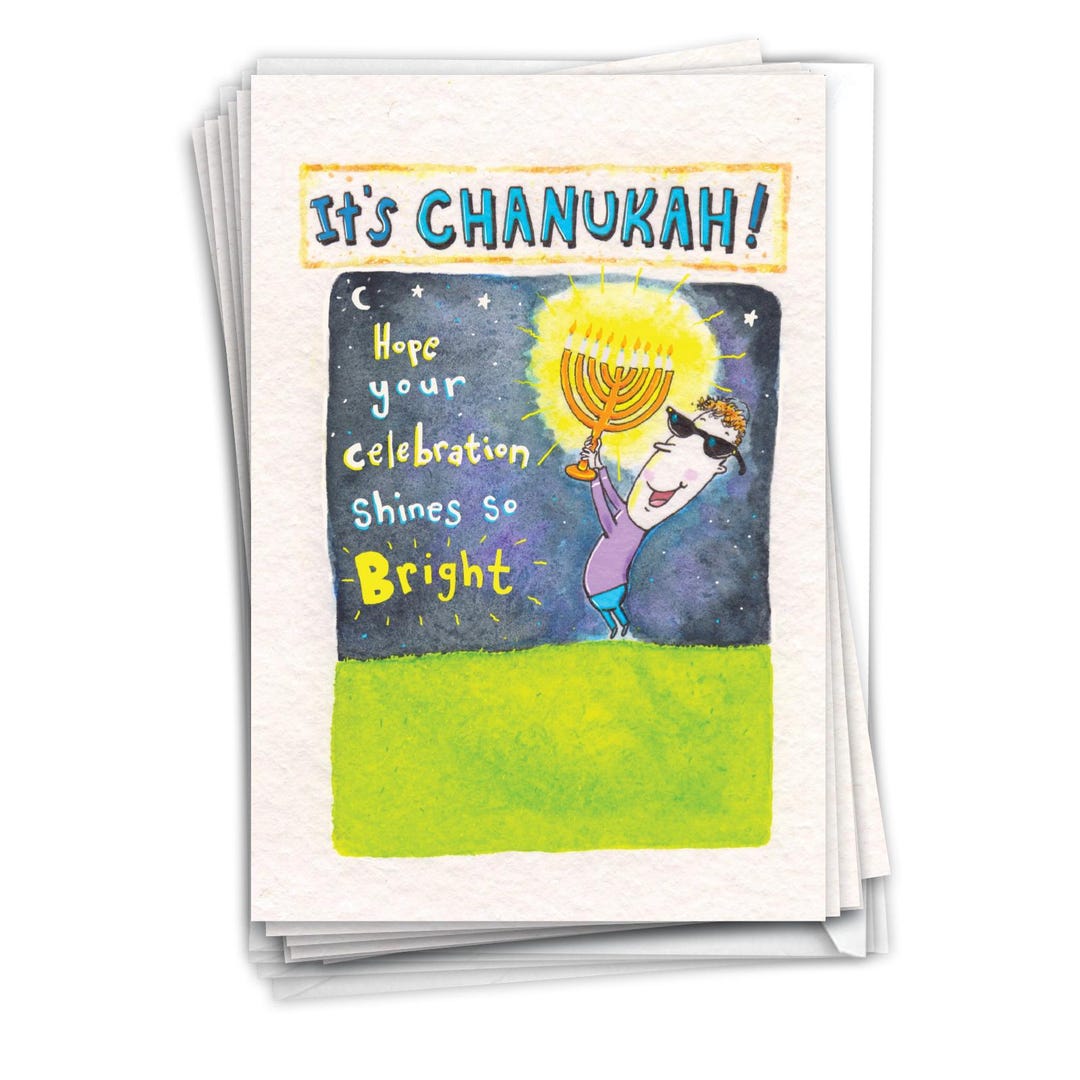 12 Funny Chanukah Cards W/env.- for Men, Jewish Holiday Cards ...
