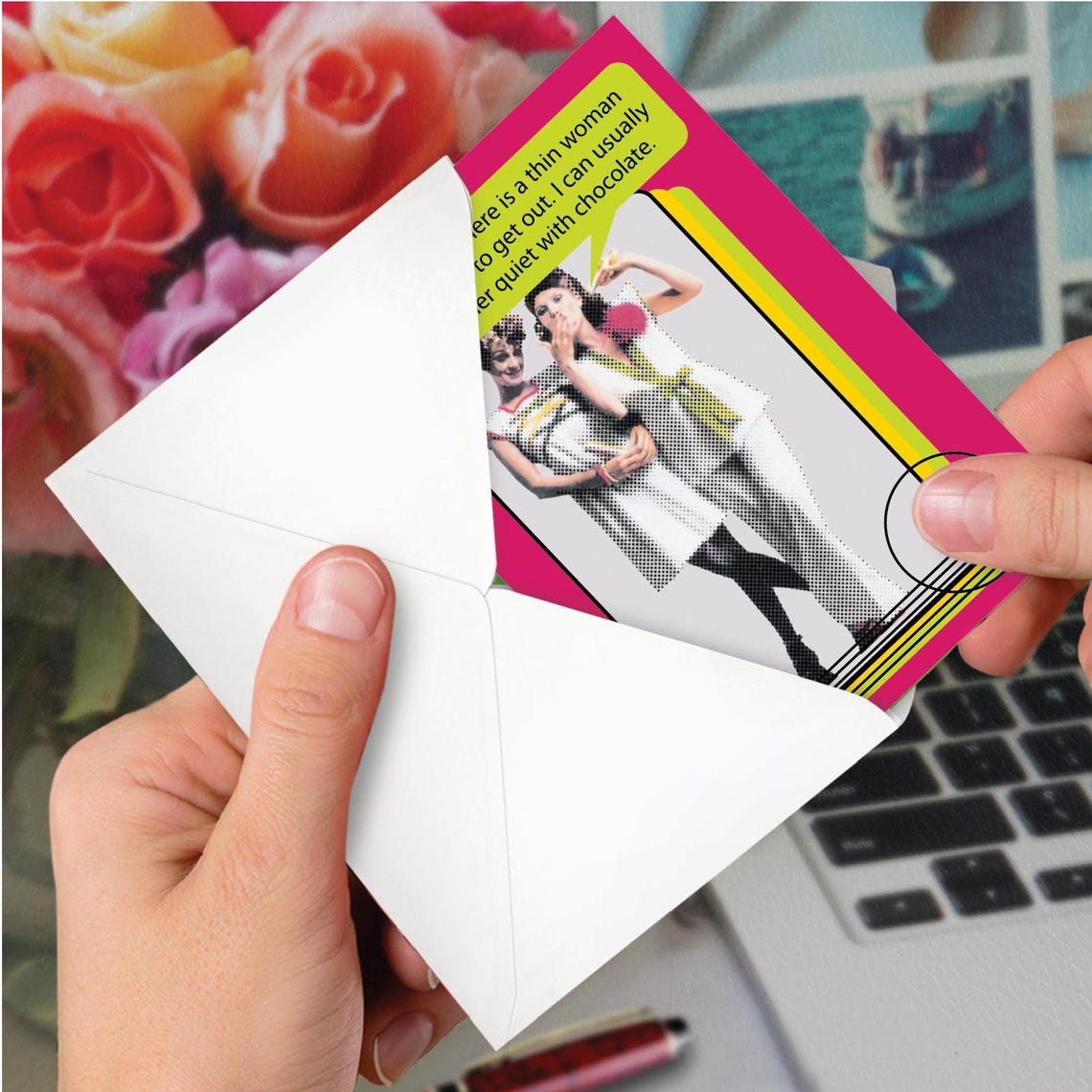 Funny Birthday Greeting Card With Envelope - Bday Thin Woman Screaming ...