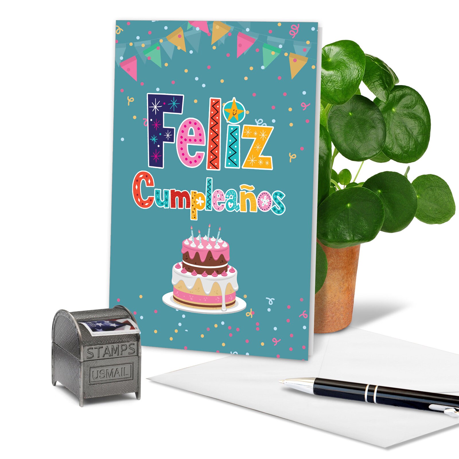 Spanish Birthday Greeting Card With 5 X 7 Inch Envelope 1 - Etsy