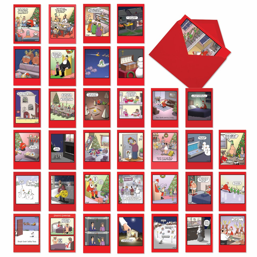 36 Assorted Pack Set Hysterical Blank Christmas Greeting Cards W/5 X 7 ...